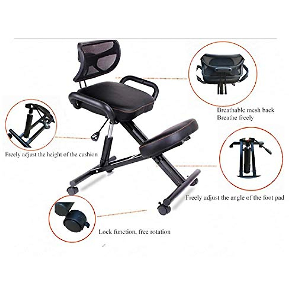 Kneeling Chairs Posture Helps Prevent Coccyx Pain Ergonomic with Handle Cushions Designed Posture with an Angled Office Seat Helps Prevent Coccyx Pain