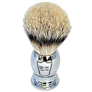 Parker 100% Silvertip Badger Bristle Shaving Brush-Chrome Handle with 3-Band-Silvertip Badger Hair Bristles - Extra Dense and Soft Bristles -Parker Shaving Brush Stand Included