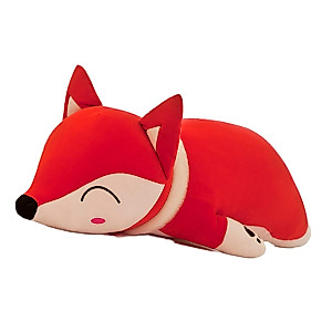 HYSTYLE Plush Fox Hugging Animal Pillows Stuffed Animal Toys Gifts for Kids, 13.8"