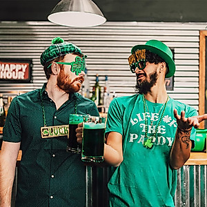 WODMAZ 24 St Patrick's Day Party Favors Set Includes Shamrock Necklaces Sunglasses, Green Bead Necklaces Shutter Glasses Accessories for St Patricks Day Party Favor Irish Great Party Supplies