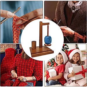Yarn Holder for Crocheting Wooden Yarn Rack Stand with Phone Stand, Crochet Hook Storage and Magnetic Yarn Ball Holder Spinner