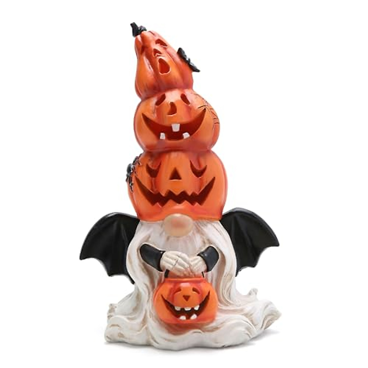Hodao Mystical Stacked Pumpkin Gnomes Collectibles - Orange Halloween Decor for Home Fall Indoor