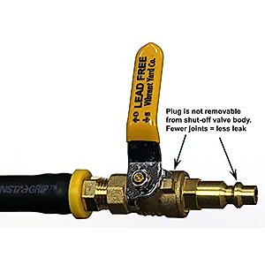 Winterize Sprinkler Systems and Outdoor Faucets: Air Compressor Quick-Connect Plug To Female Garden Hose Faucet Blow Out Adapter with Shut Off Valve (Lead-Free Brass), 10.5" Long