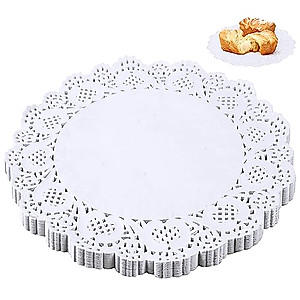 100 Pieces Paper Doilies, 12 Inch Doilies for Food, Disposable Lace Paper Doilies for Tables, Round Paper Placemats Bulk for Cakes Desserts Crafts(White)