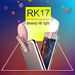 Zxsdjksd Mobile Phone Fill Flash Lens Light Lamp Clip Three Stop Dimming Mini Durable Practical 10 LED Selfie Ring Beauty,Pink