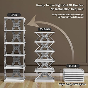 SAYONAKUAJ Foldable Shoe Rack, Collapsible Shoe Rack, 6-Tier Folding Shoe Rack, Shoe Organizer, Collapsible Shoe Storage, Shoe Tower, Corner Shoe Rack, Vertical Shoe Rack (6-TIER GRAY 1Pcs)