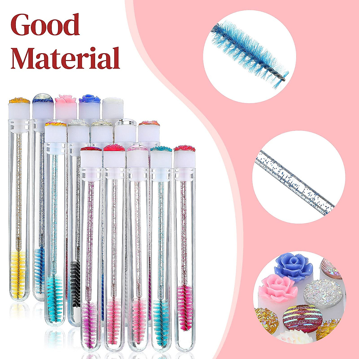 60 Pieces Disposable Mascara Wand Tube Set, 30 Diamond Empty Mascara Tube and 30 Crystal Eyelash Brush Spoolies Makeup Brush Eyebrow Applicator Tool for Lash Exention Supplies (Classic Style)