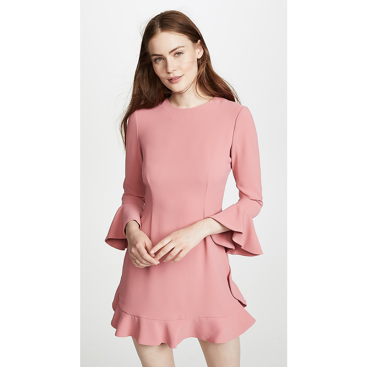 Jill Jill Stuart Women's Ruffle Hem Cocktail Dress, Rosewood, 8