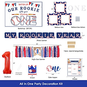 YSHMFEUX Baseball 1st Birthday Party Decorations Supplies, Rookie of The Year 1st Birthday Decorations, 1st Birthday Party Supplies for Boys, 1st Birthday Boy Decorations