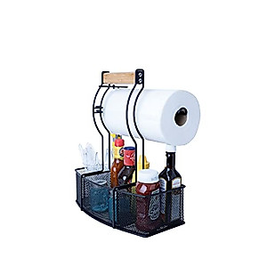 Superior Trading Co. Steel Caddy For Organizing Paper Towels, Condiments, Tools for Grill, BBQ, Picnics, Household Cleaning, Garage, Cars Caddy, Black, Large