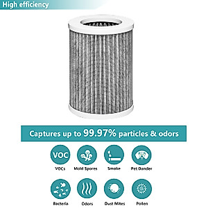 Lhari 2-in-1 Mini Portable True HEPA Replacement Filter, Compatible with Pure Enrichment PureZone Mini Portable Air Purifier PEPERSAP, 4-Pack