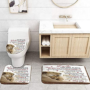 jieprom 4PCS to My Son Shower Curtain Set with Non-Slip Rugs, Toilet Lid Cover and Bath Mat, Inspirational Quotes Shower Curtain with 12 Hooks, Durable Waterproof Bathroom Decor Set