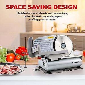 Kitchener Meat Slicer for Deli Cuts, Bread, & Cheese, Electric, 7.5" Stainless Steel Blade, Safety Guard, 120VAC Belt Driven