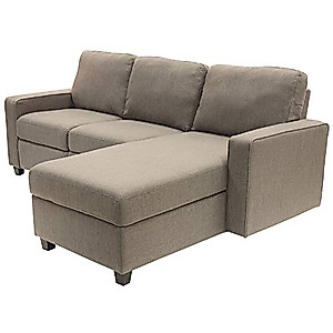 Serta Palisades Reclining Sectional Sofa with Right Chaise, Small Couch with Built-In Storage, Low-Maintenance & Family-Friendly Fabric, Oatmeal