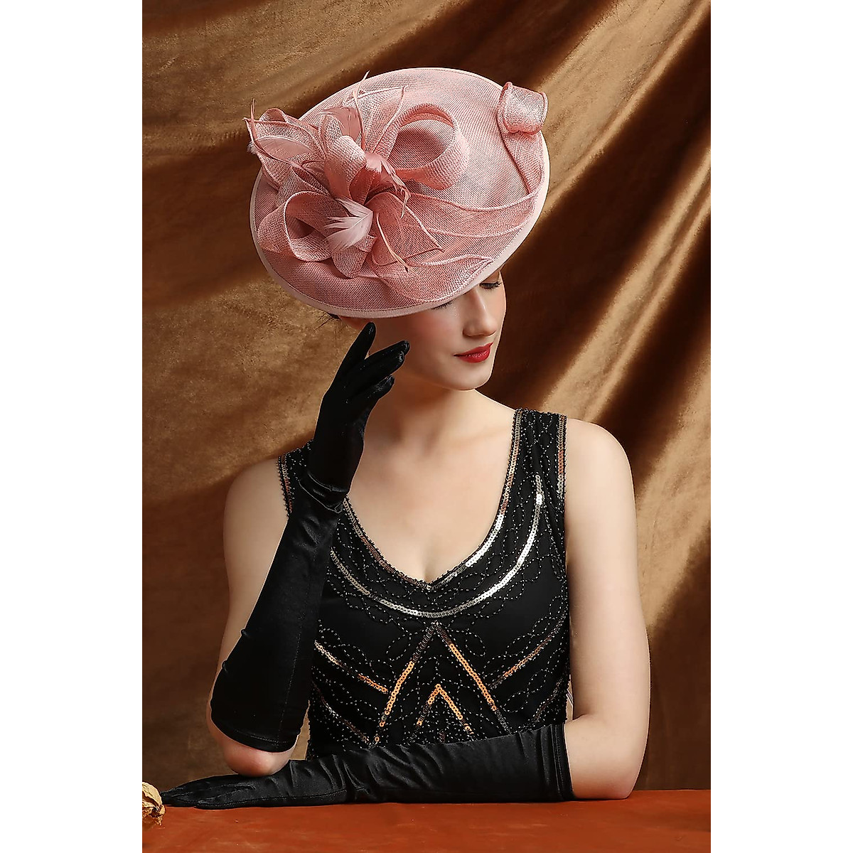 Comott Tea Party Fascinator Derby Hat Sinamay Church Hat for Women Cocktail Party Headband
