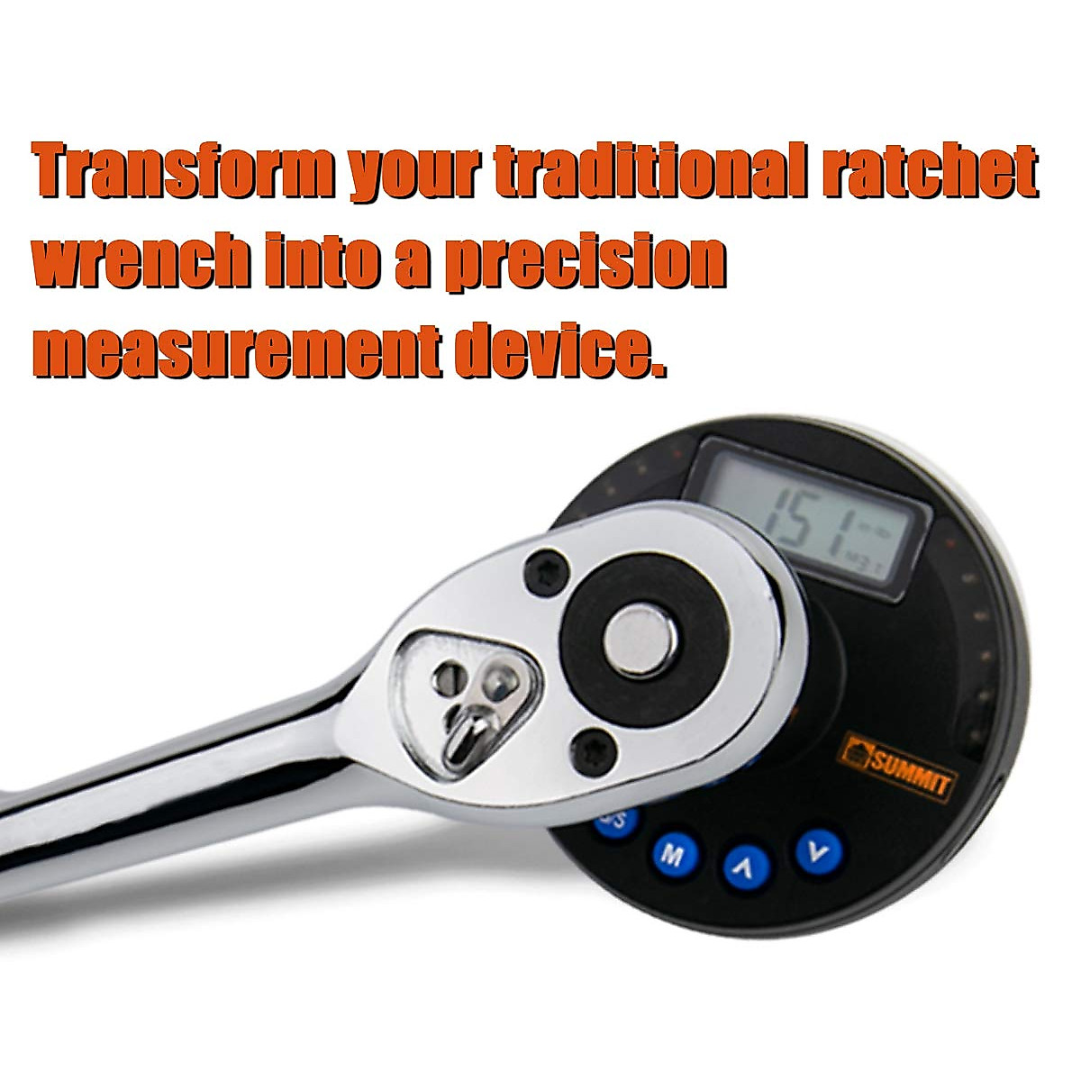 Summit Tools 1/2 inch Digital Angle Torque Adapter, 12.5-250.7 ft-lbs Torque Range, 1-360° Angle Range, Buzzer and Sequential LED Indicator, 50 Memroy Slots (AD4-340CN), Blue