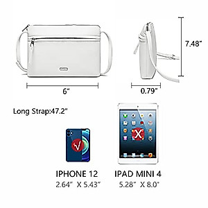 DAVIDJONES Top Zip Crossbody Bags for Women, Faux Leather Small Envelope Shoulder Bag Cell Phone Crossbody Purse with Long Strap-Ivory White Purse