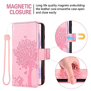 Asuwish Compatible with Samsung Galaxy S23 Ultra 5G Wallet Case Tempered Glass Screen Protector Flip Wrist Strap Card Holder Cell Phone Cover for S23Ultra 23S S 23 23Ultra 6.8 inch Women Men Rose Gold