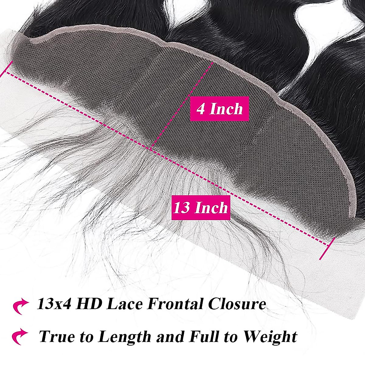13x4 Frontal Body Wave Lace Frontal 100% Human Hair Ear to Ear lace Frontal 13x4 Body wave hd Transparent Lace Frontal Only with Baby Hair Natural Color (13x4 Lace Frontal, 10 Inch)