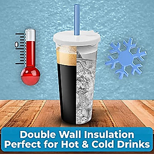 Planet Boba 24 oz Reusable Boba Cup w 5 Bonus Straws | Smoothie Cup with Straw | Leakproof Bubble Tea Cup | Lids and Straw | Boba Cup Reusable | Insulated Boba Tumbler | Boba Tea Cup, White