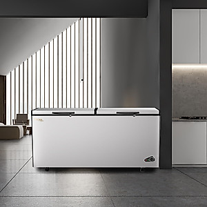 20 Cu Ft Chest Freezer - Large Commerical Deep Freezer with Removable Baskets - Top Open Door Compact Freezer w/Adjustable Temperature Quiet Energy Saving for Families Office and Garage - Silver