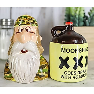 "Home Décor Accents" Moonshine Goes Great with Road Kill Redneck Hunter and Jug Salt Pepper Shakers - Home Accents 33-kl1-9896