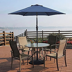 HYD-Parts 9FT Patio Umbrella Outdoor Table Umbrella,Market Umbrella with Push Button Tilt and Crank for Garden, Lawn, Deck, Backyard & Pool (Navy Blue)