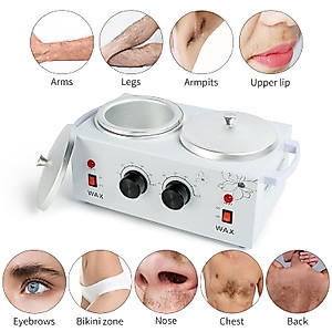 Electric Double Wax Warmer Professional Aluminum Hair Removal Wax Heater with Wax Applicator Sticks Hard Wax Beads Melter Waxing Set Pot