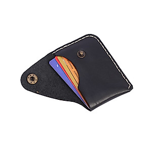 Handmade Minimalist Genuine Leather Card Case Wallet Small Card Holder in Front Pocket