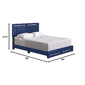 Boyd Sleep Beaumont Upholstered Platform Bed with Headboard, Mattress Foundation with Strong 14 Wood Slat Supports, No Box Spring Required, Black Faux Leather, Size Queen