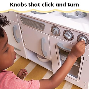 KidKraft Vintage Wooden Play Kitchen with Pretend Ice Maker and Play Phone, White