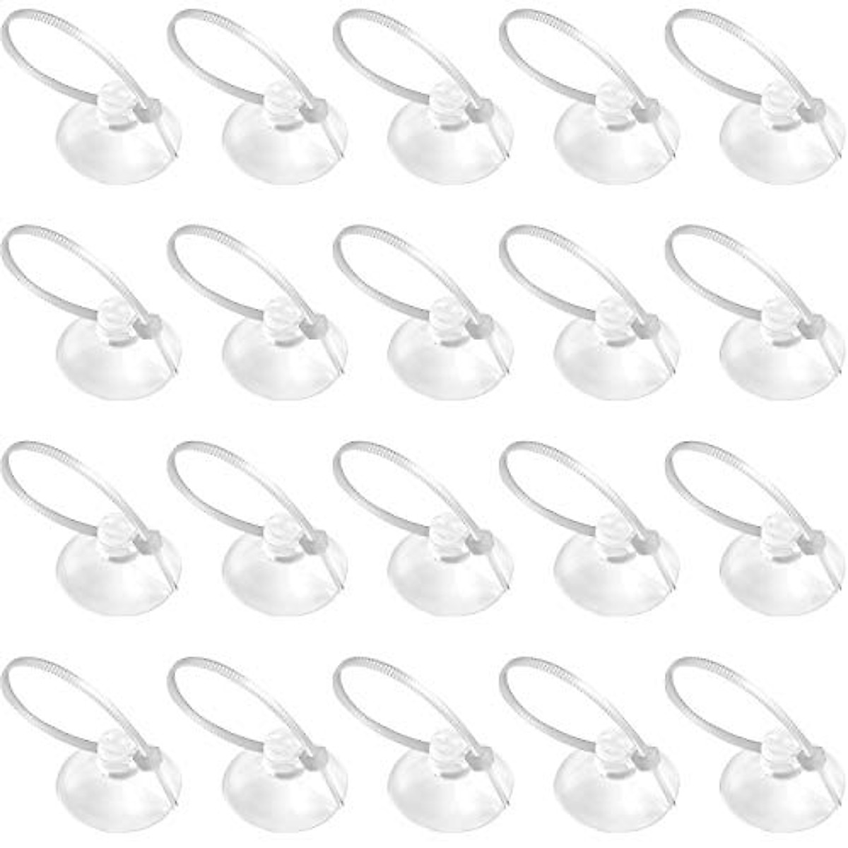 FEBSNOW Aquarium Suction Cups - 20 Pack Fish Tank Suction Cups Aquarium Suction Cup Clip Suction Hooks with 30 PCS Adjustable Cable Ties for Plants, Planter, Binding Moss Shrimp Nest