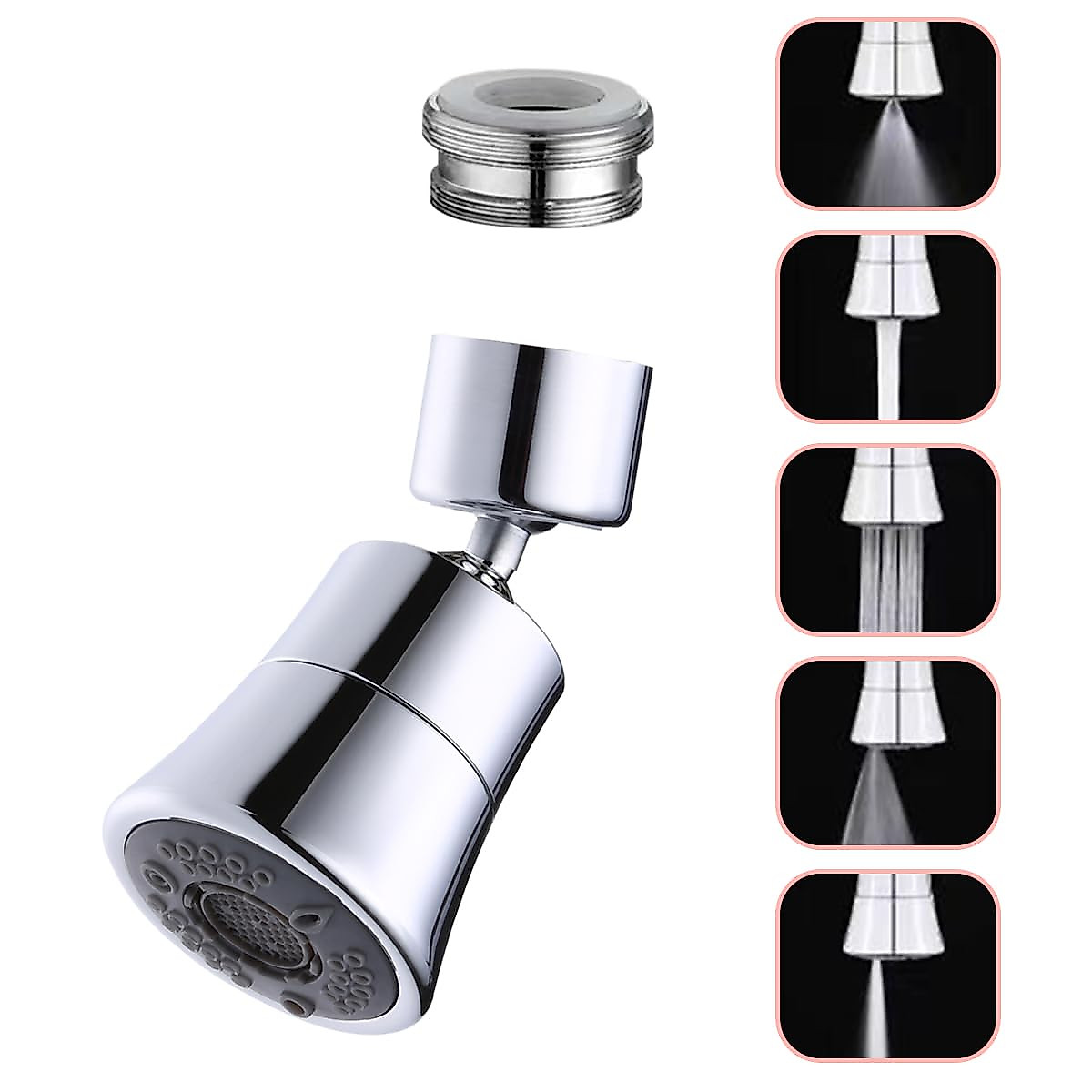 Faucet Extender Faucet Sprayer Attachment for Kitchen Sink, 5 Flow Mode Faucet Aerator 360° Swivel Anti-Splash Sink Sprayer Kitchen Faucet Head Replacement
