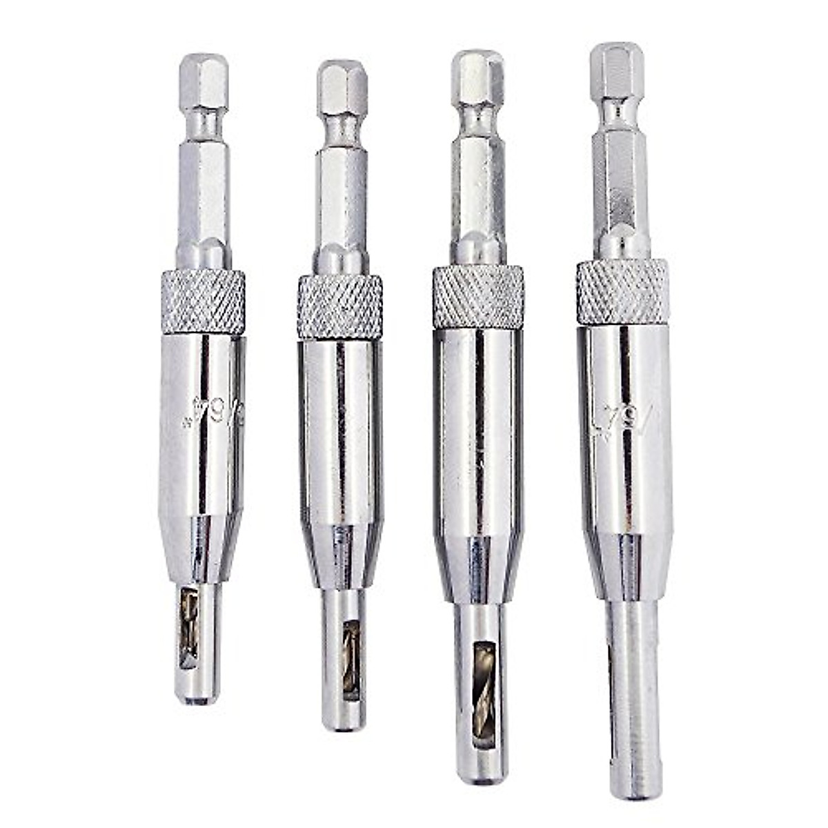 Yakamoz 4PCS HSS Door Self-Centering Hinge Hole Opening Drill Bit Set, 5/64", 7/64", 9/64", 11/64"
