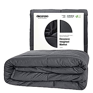 Deconovo Weighted Blanket 100% Cotton Heavy Blanket Filled with Glass Beads (60 x 80 inch | 15 lbs)