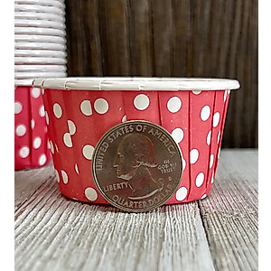 Red Bulk MINI Candy Nut Paper Cups- Christmas Valentine 4th of July Party Supply - Mini Baking Liners - Red Polka Dot - 100 Pack