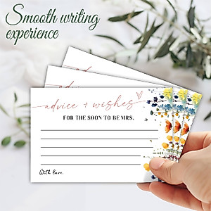 Hsupl Wildflower Floral Bridal Shower Advice & Wishes Cards, 30 Pcs Minimalism Wedding Wishes Cards, Advice For Newlyweds, Wedding Party Decorations, Bridal Shower Party Favors & Supplies - A01