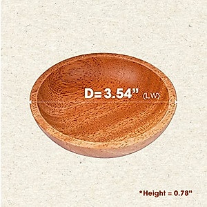 VieWood Mini Wooden Bowl Set of 4 (3.54" Diameter x 0.78" Height) for Condiments, Dip Sauce, Ketchup, Small Wood Bowl for Jam, little Prep, Olive (Round)