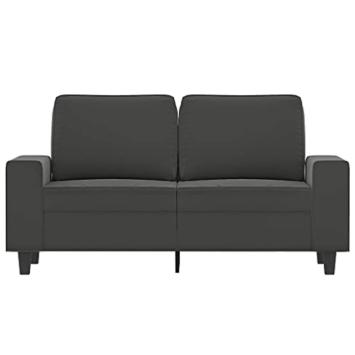 vidaXL 2-Seater Modern Sofa with Sturdy Metal Frame, Dark Gray Microfiber Upholstery, Comfortable Armrests and Back Pillows for Living Room Decor
