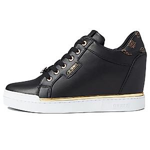 GUESS Women's Faster Sneaker, Black, 8