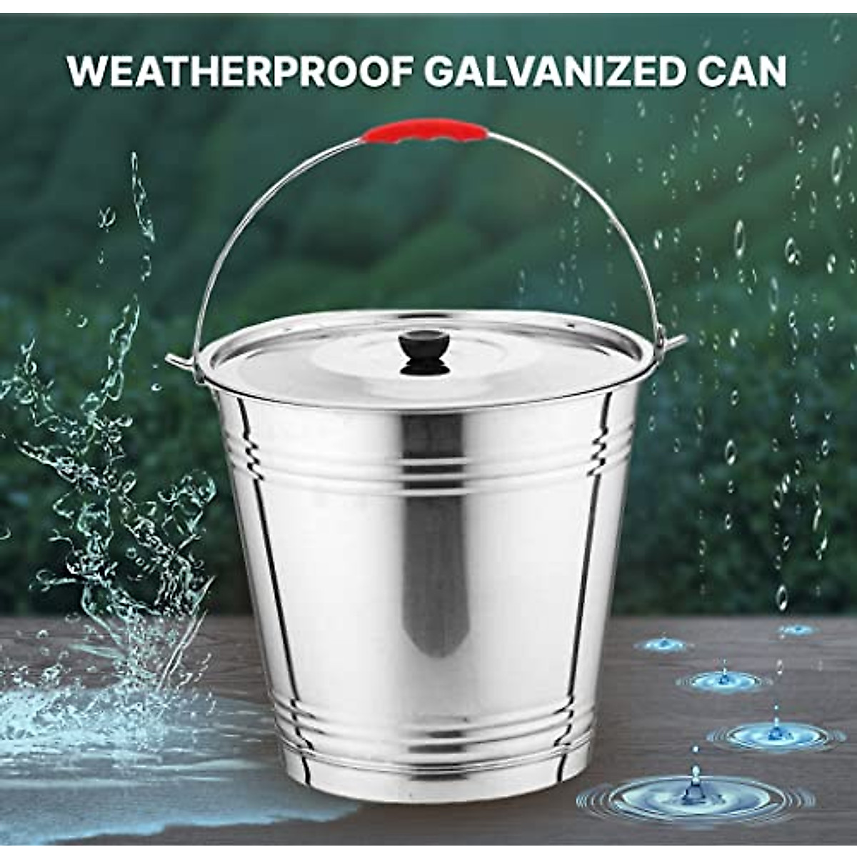 Skywin Metal Can with Lid - Durable 4 Gallon Metal Bucket With Lid for Heavy Loads - Environment-friendly Metal Trash Can With Lid Outdoor, Safe Alternative to Plastic (3)