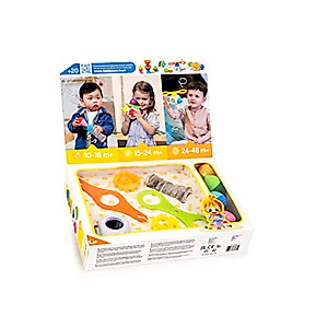 Lalaboom My First Step-by-Step Developmental Sensory 21 Piece Bead Activity Set – Pop, Twist, Mix, Stack, Spin, and Lace — STEM Focus – Dishwasher Safe - Ages 10 Months - BL600,Multicolored