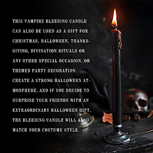 12PCS 10-Inch Black Bleeding Taper Candles,Vampire Tears Taper Candles- Unscented Ideal for Halloween, Christmas, Rituals, and Themed Party Decor