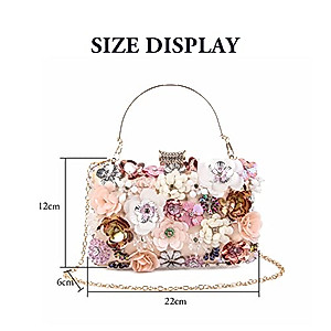 LUI SUI Women Elegance Floral Evening Clutch Purse Bags Flowers Beads Wedding Tote Bags Bride Shoulder Handbags