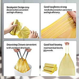 DDSColour 4 Gallon Small Trash Bags Drawstring,for Kitchen Bathroom Yard Office Car Unscented Plastic Yellow Trash bags, Fit 10-13 Liter Trong Small Drawstring Trash Bags Can Bin Liners 75 Count