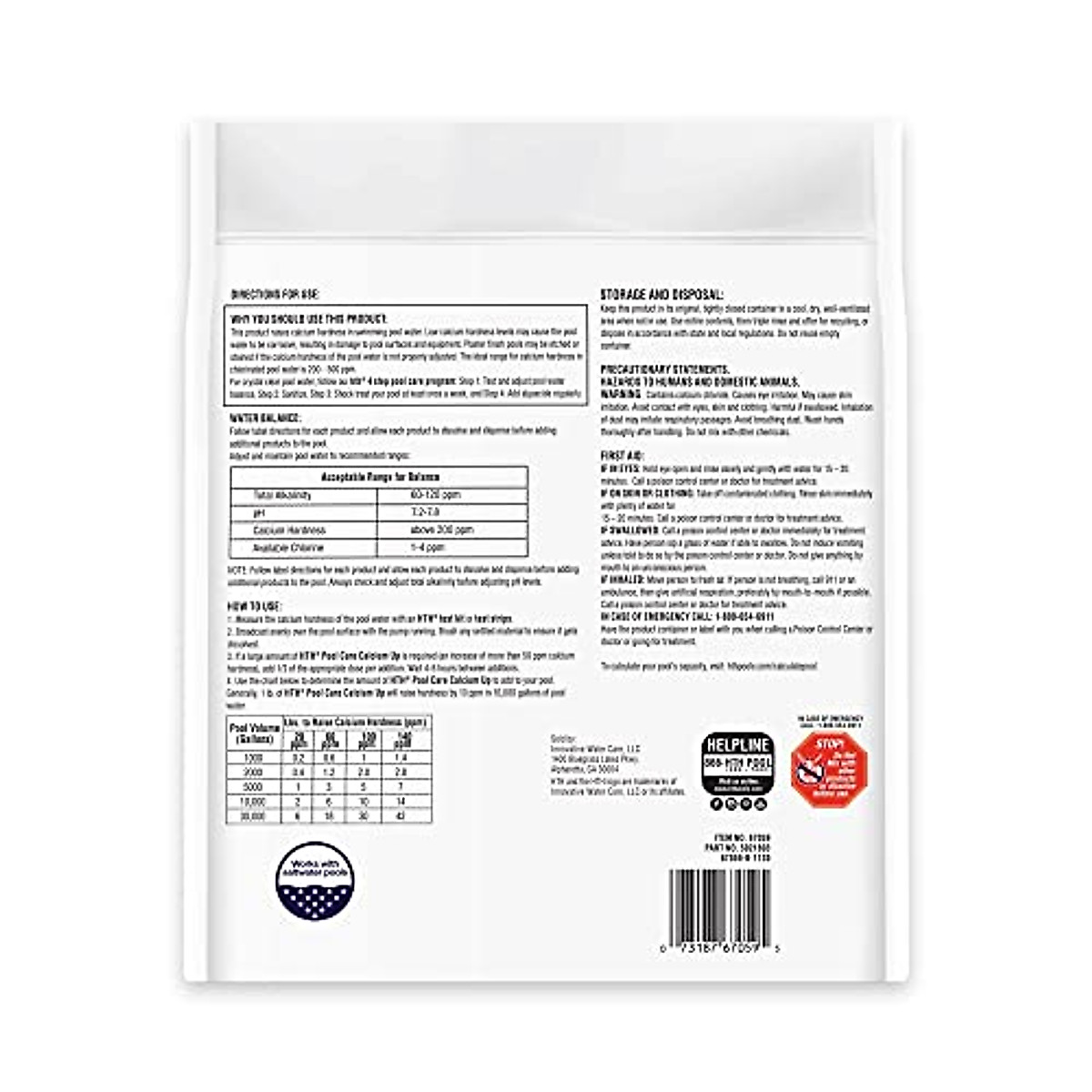 HTH Pool Care Calcium Hardness Up, Swimming Pool Chemical Protects Swimming Pool Surfaces and Liners, 4 Lbs