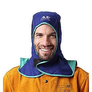 ALLYPROTECT Blue Flame Retardant cotton welding hood cap helmet head neck covering for welder head protection