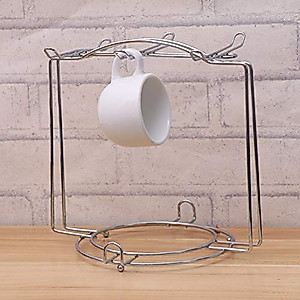 Cabilock Mug Stand Mug Plates Holder Coffee Cup Rack Stand Stainless Steel Coffee Cup Holders for 4 Cups 6 Plates ( Silver ) Mug Tree
