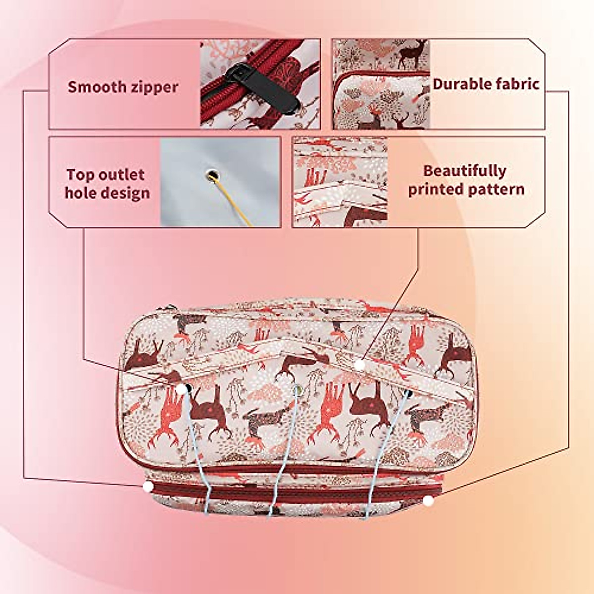 LOOEN Knitting Bag Large Size,Yarn Storage Organizer Tote Bag Holder Case Cuboid with Zipper Closure and Pocket for Knitting Needles Crochet Hooks Project Accessories,Easy to Carry