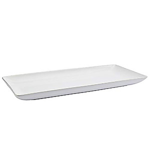 Denmark Tools For Cooks Blanc de Blanc White Serveware- Nested Platters Serving Dining Elegant Simple Microwave Dishwasher Safe, 2 Piece Narrow Rectangular Platter Set (19" & 16")